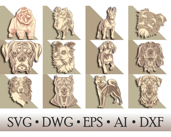 Dog Bundle Multilayer SVG/ Dog Bundle Cut File/ 3D Layer/ - Etsy