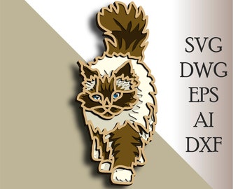 Cat Multilayer SVG/ Cat Cut File/ 3D Layer/ Plywood Cutting/ | Etsy