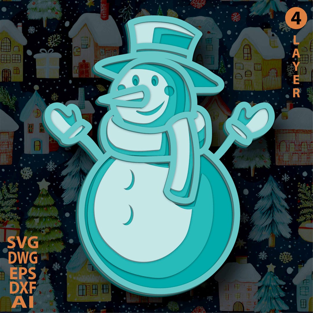 Snowman Multilayer SVG. Laser Cut File. Layer Construction. Plywood ...