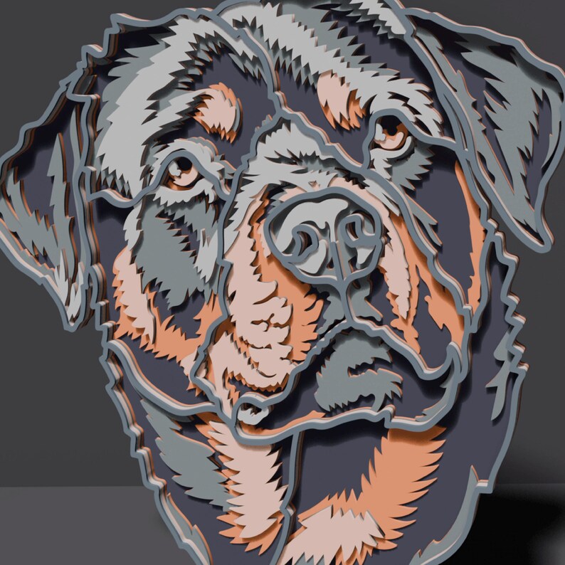 Rottweiler Multilayer SVG. Laser Cut File. Layer Construction. Plywood ...