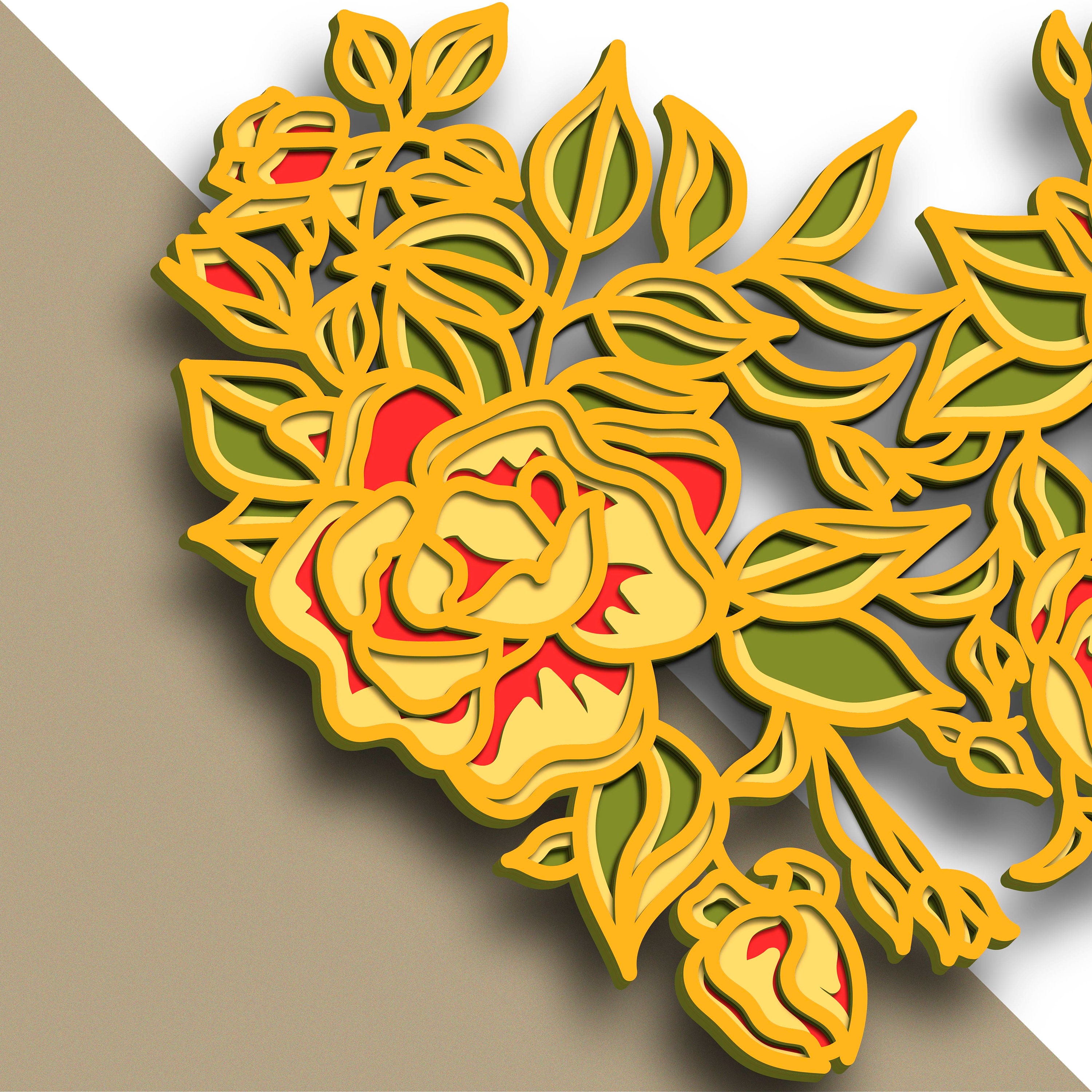 Rose Multilayer SVG/ Rose Cut File/ 3D Layer/ Plywood Cutting/ - Etsy