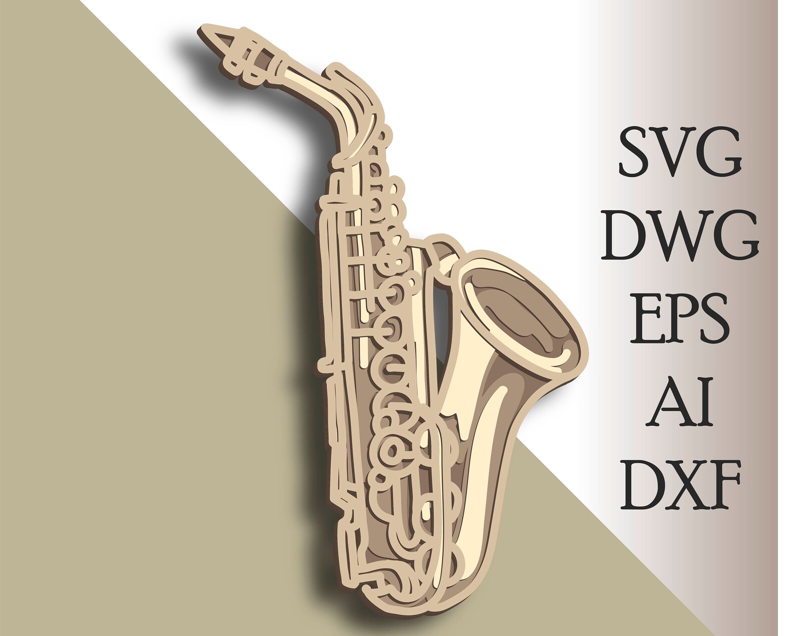 Saxophone Multilayer SVG/ Saxophone Cut File/ 3D Layer/ | Etsy