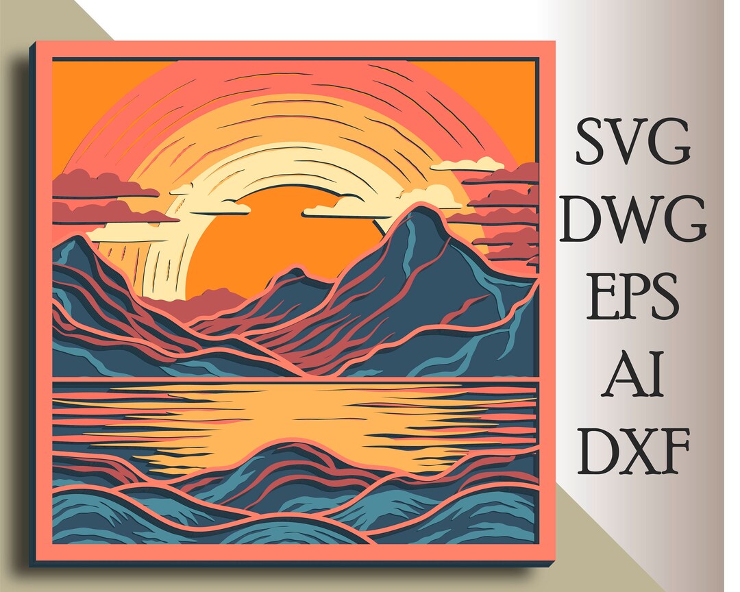 Sunset Multilayer SVG/ Sunset Cut File/ 3D Layer/ Plywood Cutting ...