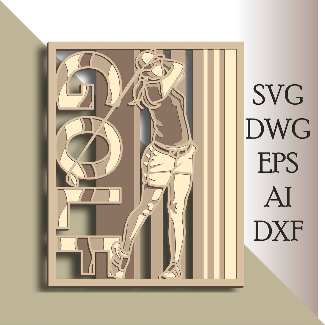 Golf multilayer SVG/ Golf schnitt Datei/ 3D Schicht/ Sperrholz ...