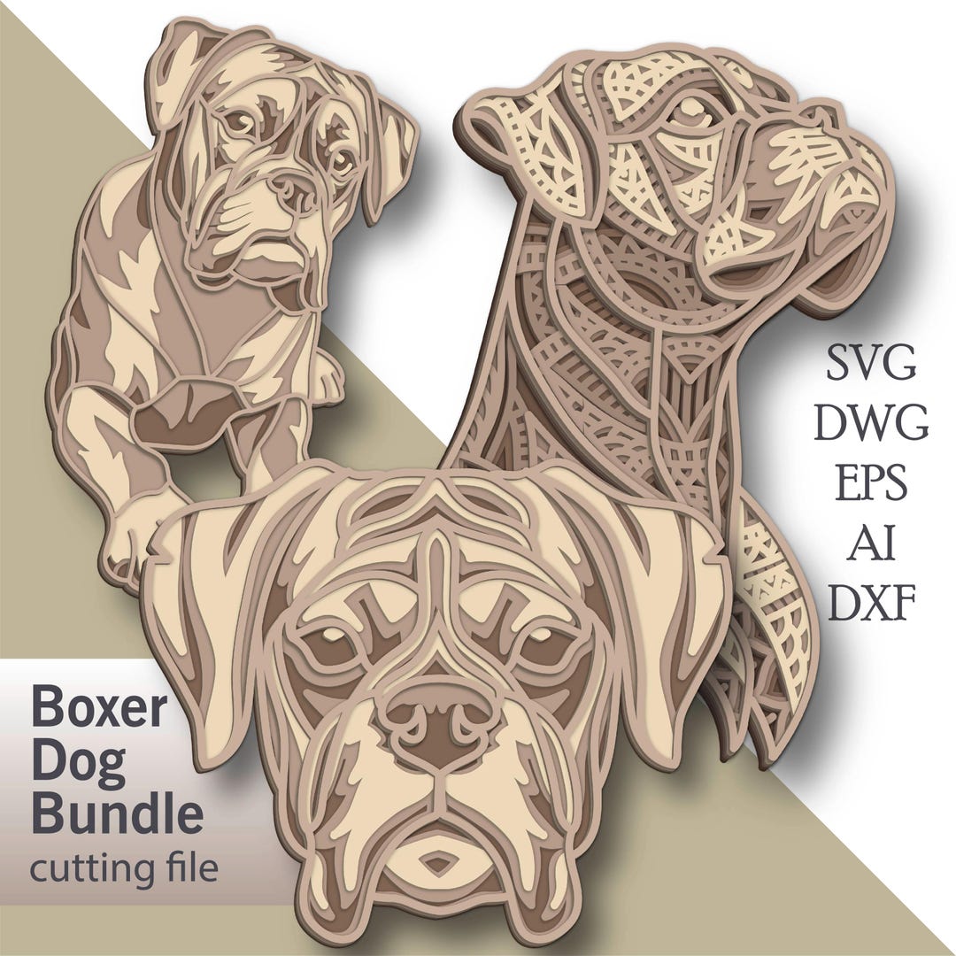 Boxer Dog Bundle Multilayer SVG. Laser Cut File. Layer Construction ...
