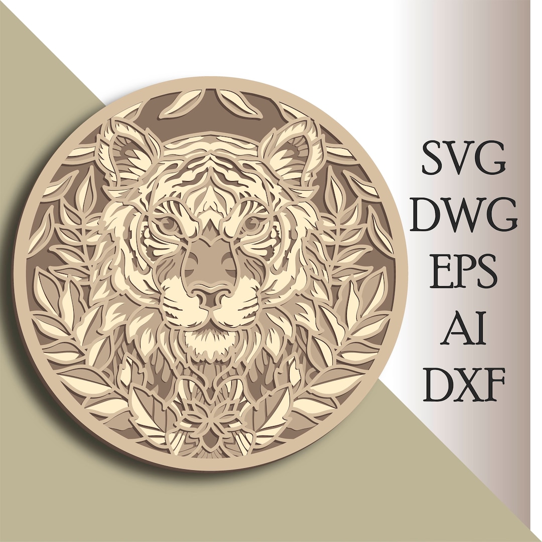 3D Tiger Multilayer SVG. Laser Cut File. Layer Construction. Plywood ...