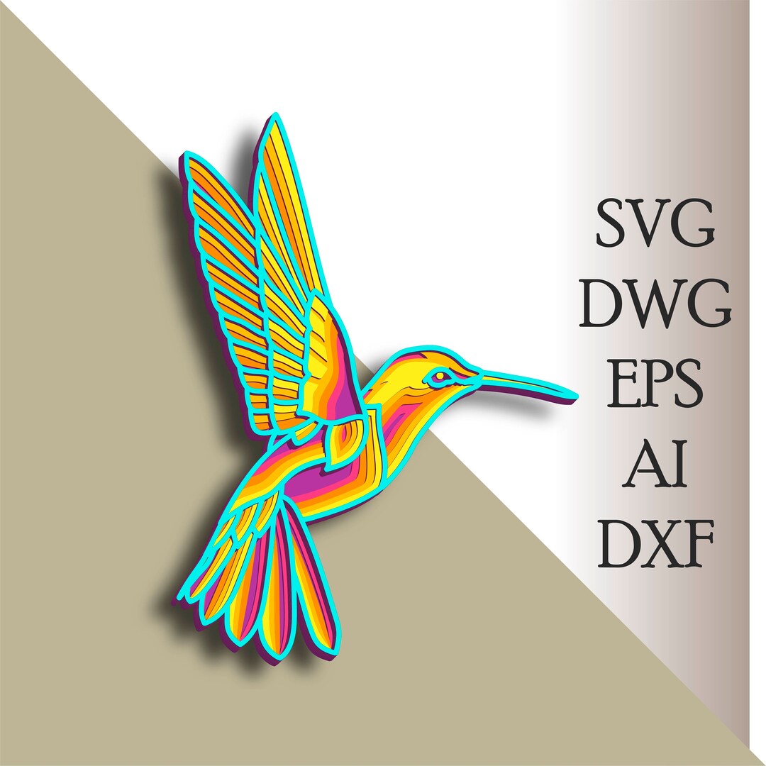 Colibrí multicapa SVG/ Archivo de corte Colibrí/ Capa 3D/ Corte de ...