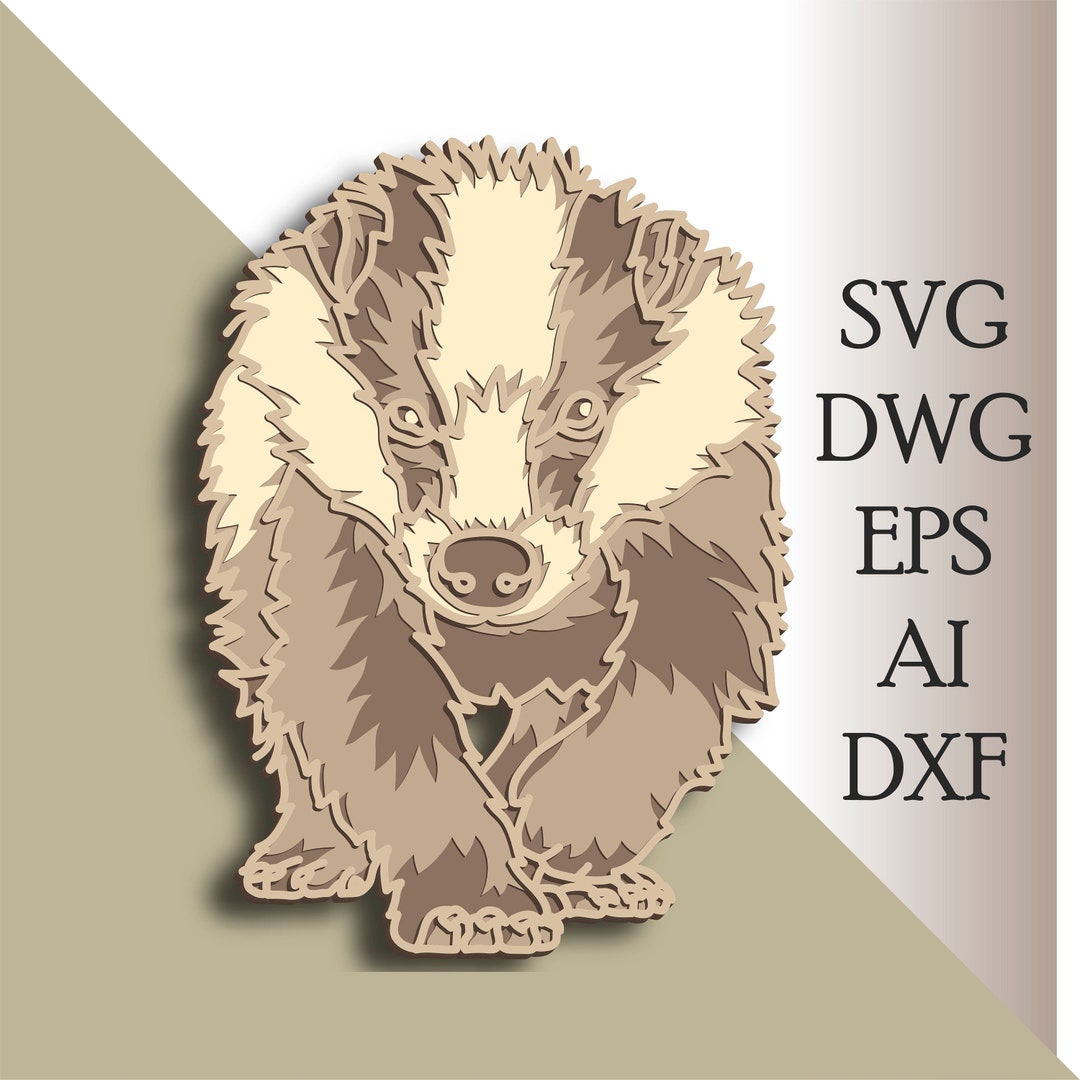 3D Badger Multilayer SVG/ Badger Cut File/ 3D Layer/ Plywood Cutting ...