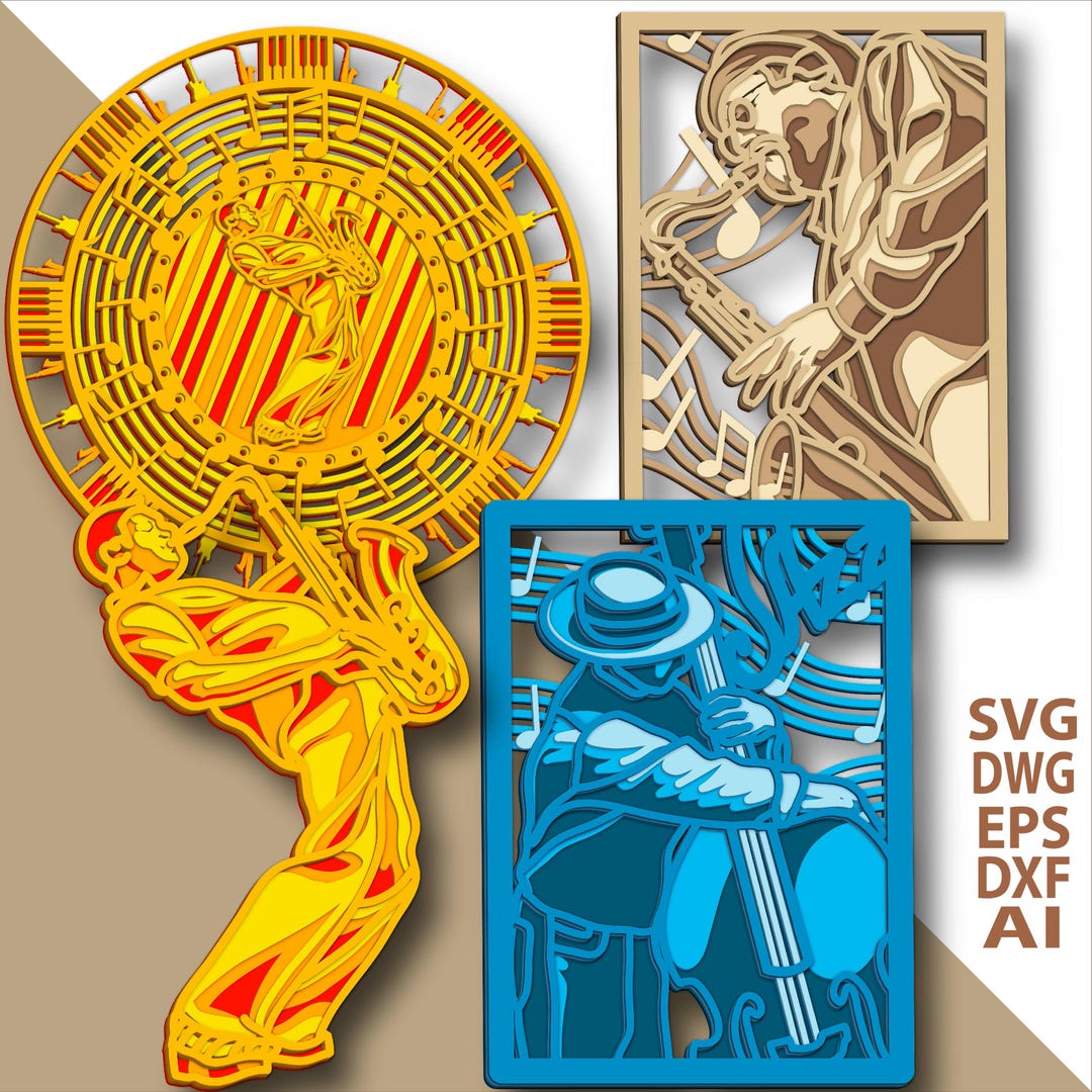 Jazz Bundle Multilayer SVG. Laser Cut File. Layer Construction. Plywood ...