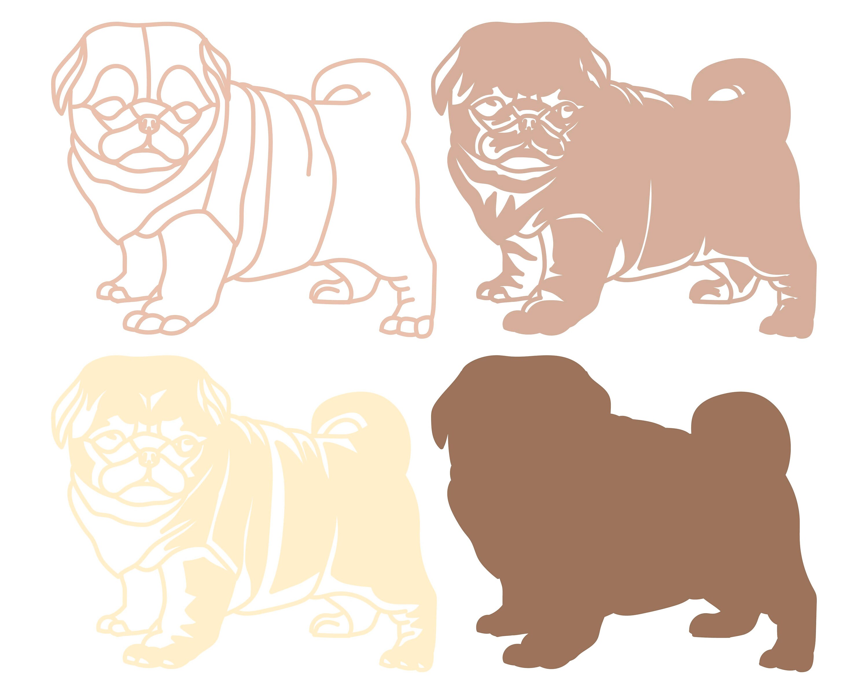 Pug Multilayer SVG/ Pug Cut File/ 3D Layer/ Plywood Cutting/ - Etsy