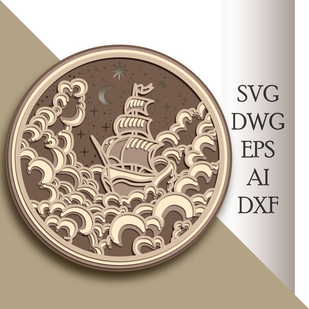 Ship Multilayer SVG/ Ship Cut File/ 3D Layer/ Plywood Cutting/ Paper ...