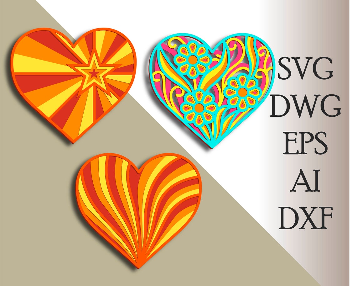 Heart Bundle Multilayer SVG/ Heart Bundle Cut File/ 3D Layer/ - Etsy