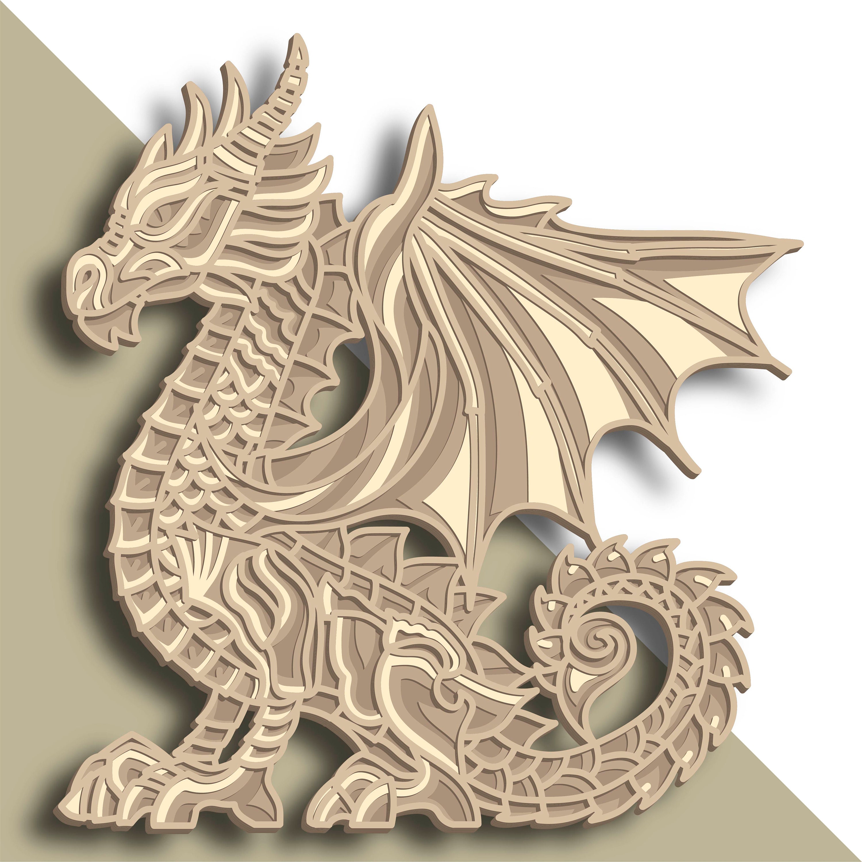 Dragon Multilayer SVG. Laser Cut File. Layer Construction. Plywood ...