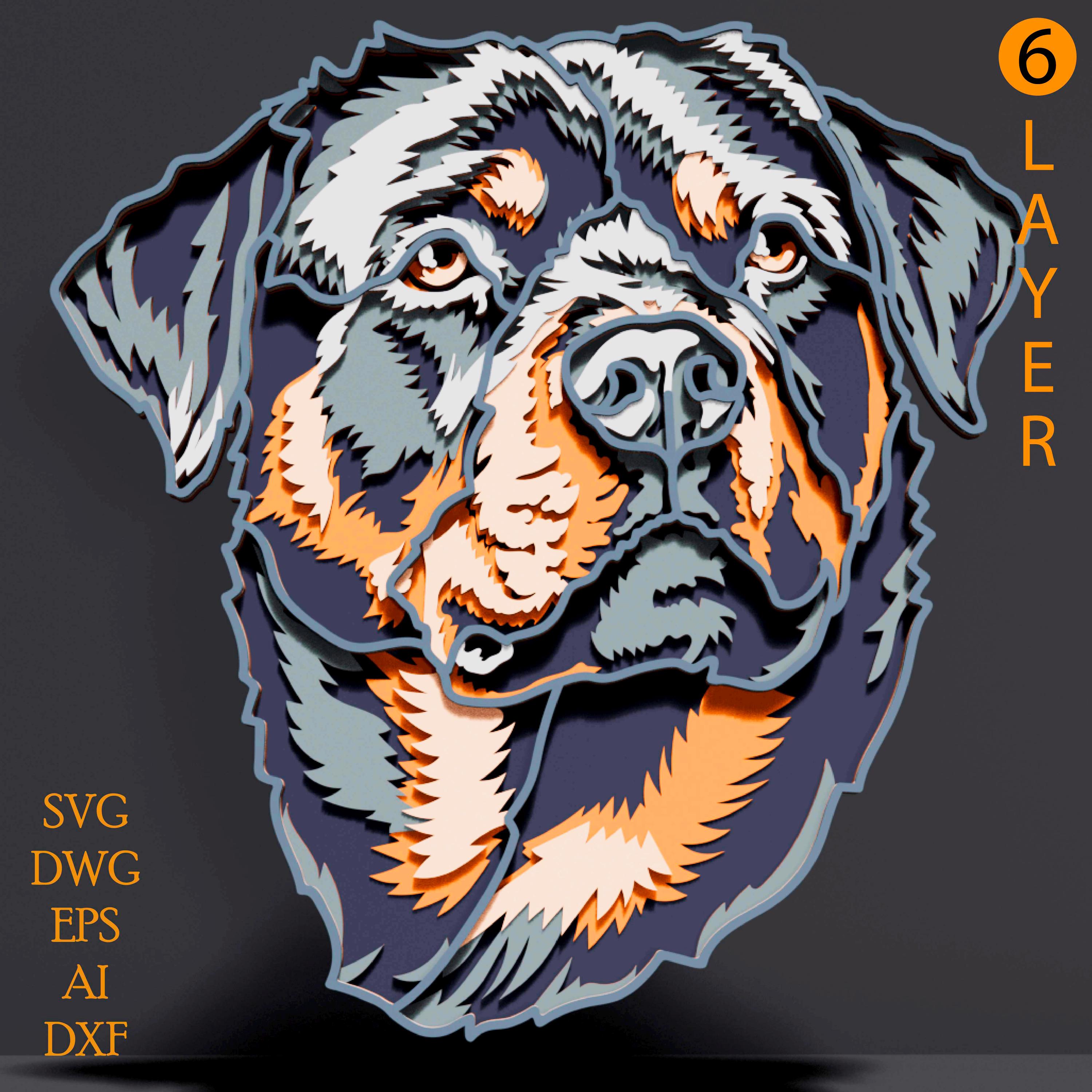 Rottweiler Multilayer SVG. Laser Cut File. Layer Construction. Plywood ...