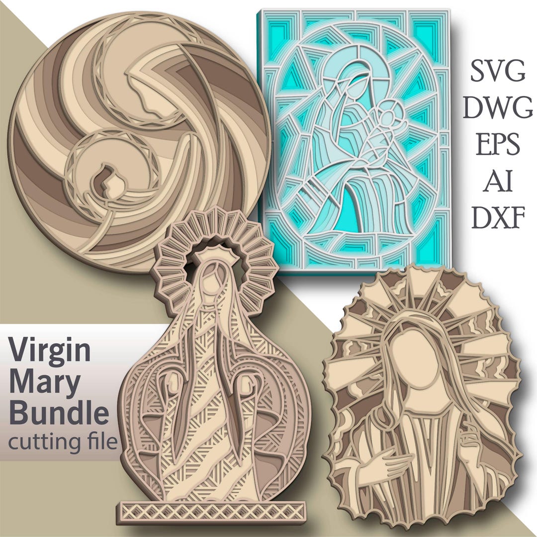 Virgin Mary Bundle Multilayer Svg/ Virgin Mary Bundle Cut File/ 3D ...
