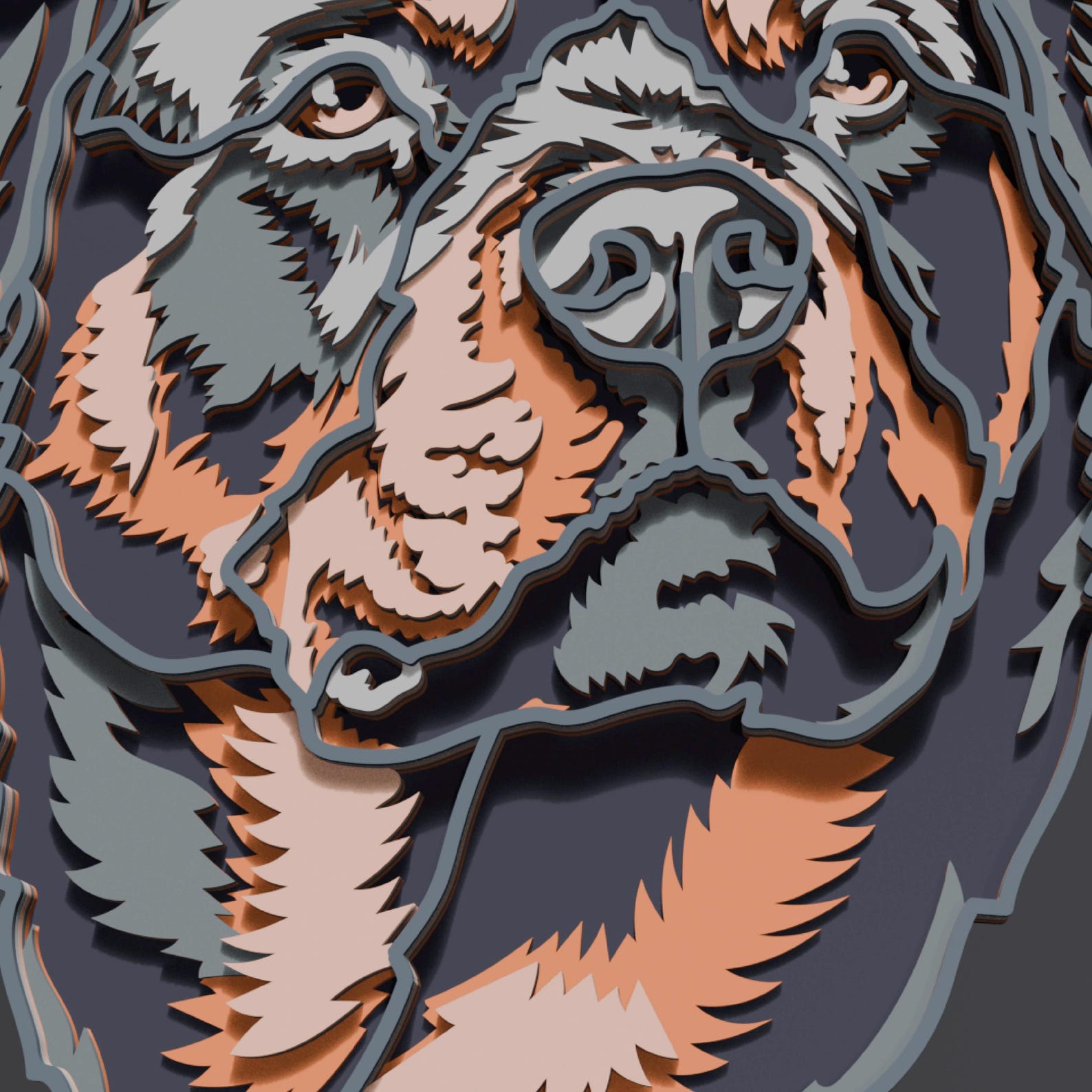 Rottweiler Multilayer SVG. Laser Cut File. Layer Construction. Plywood ...