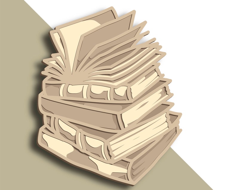 Book Bundle Multilayer SVG/ Book Bundle Cut File/ 3D Layer/ - Etsy