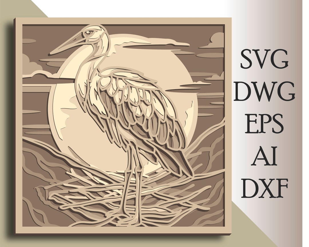 Stork Multilayer SVG/ Stork Cut File/ 3D Layer/ Plywood - Etsy