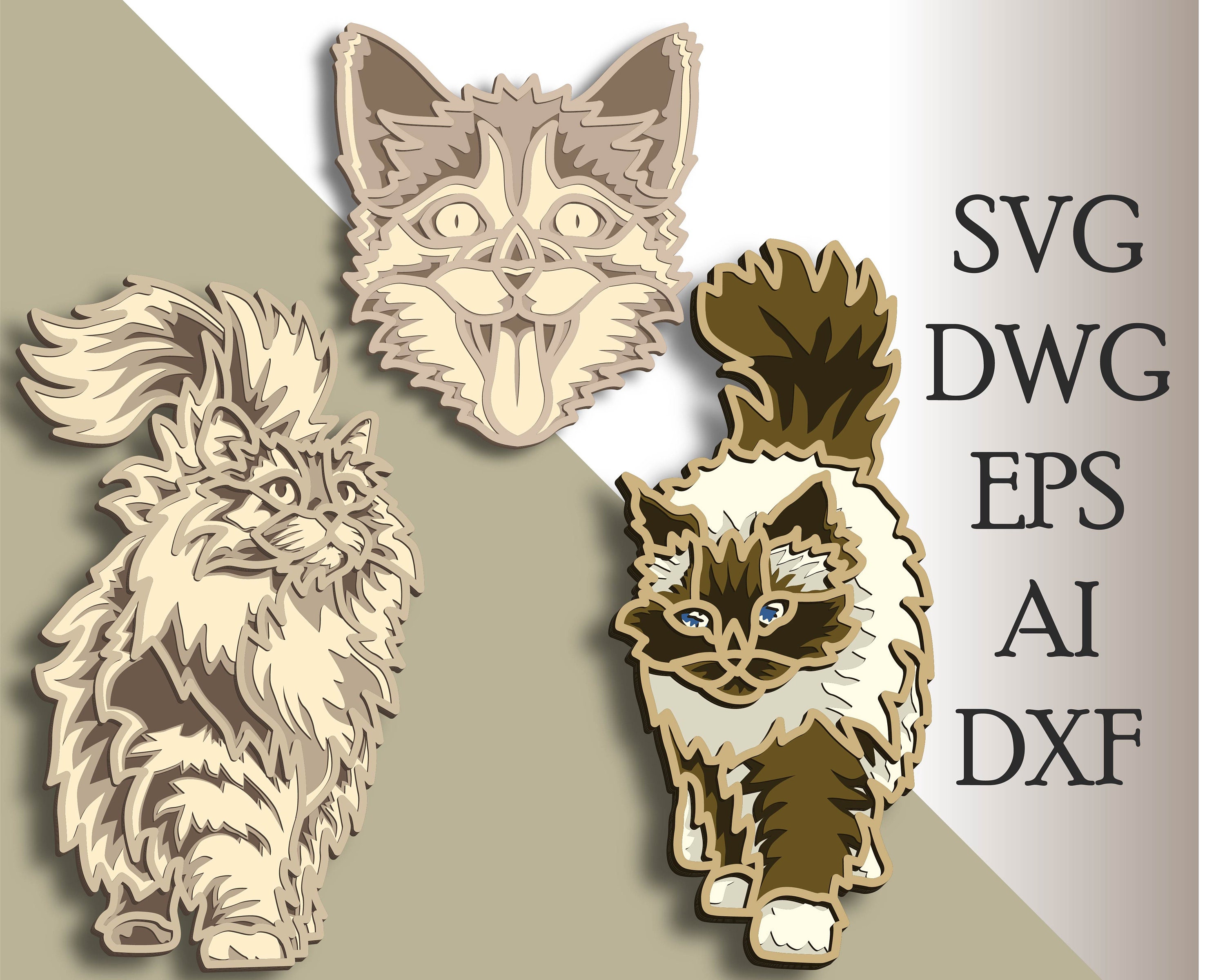 Cat Bundle Multilayer SVG/ Cat Bundle Cut File/ 3D Layer/ - Etsy