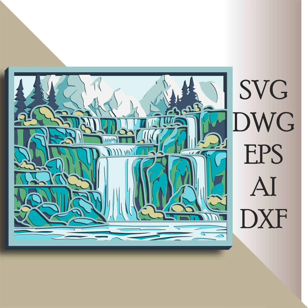 Waterfall Multilayer SVG. Laser Cut File. Layer Construction. Plywood ...