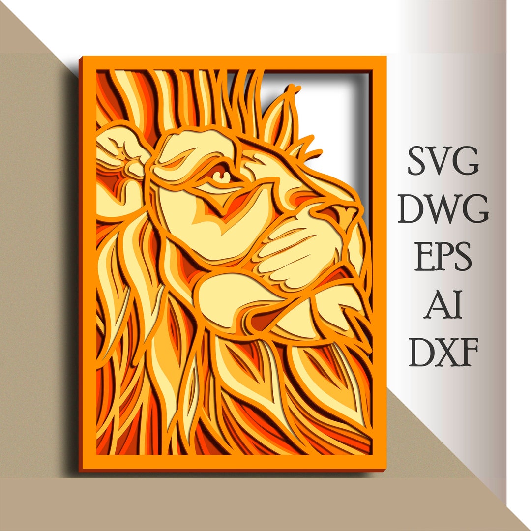 Lion Multilayer SVG/ Lion Cut File/ 3D Layer/ Plywood Cutting/ Paper ...