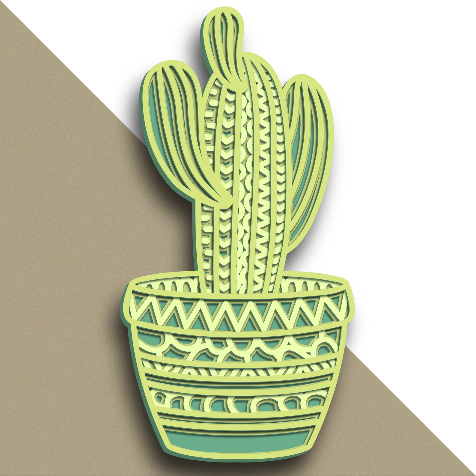 Cactus Multilayer SVG. Laser Cut File. Layer Construction. Plywood ...