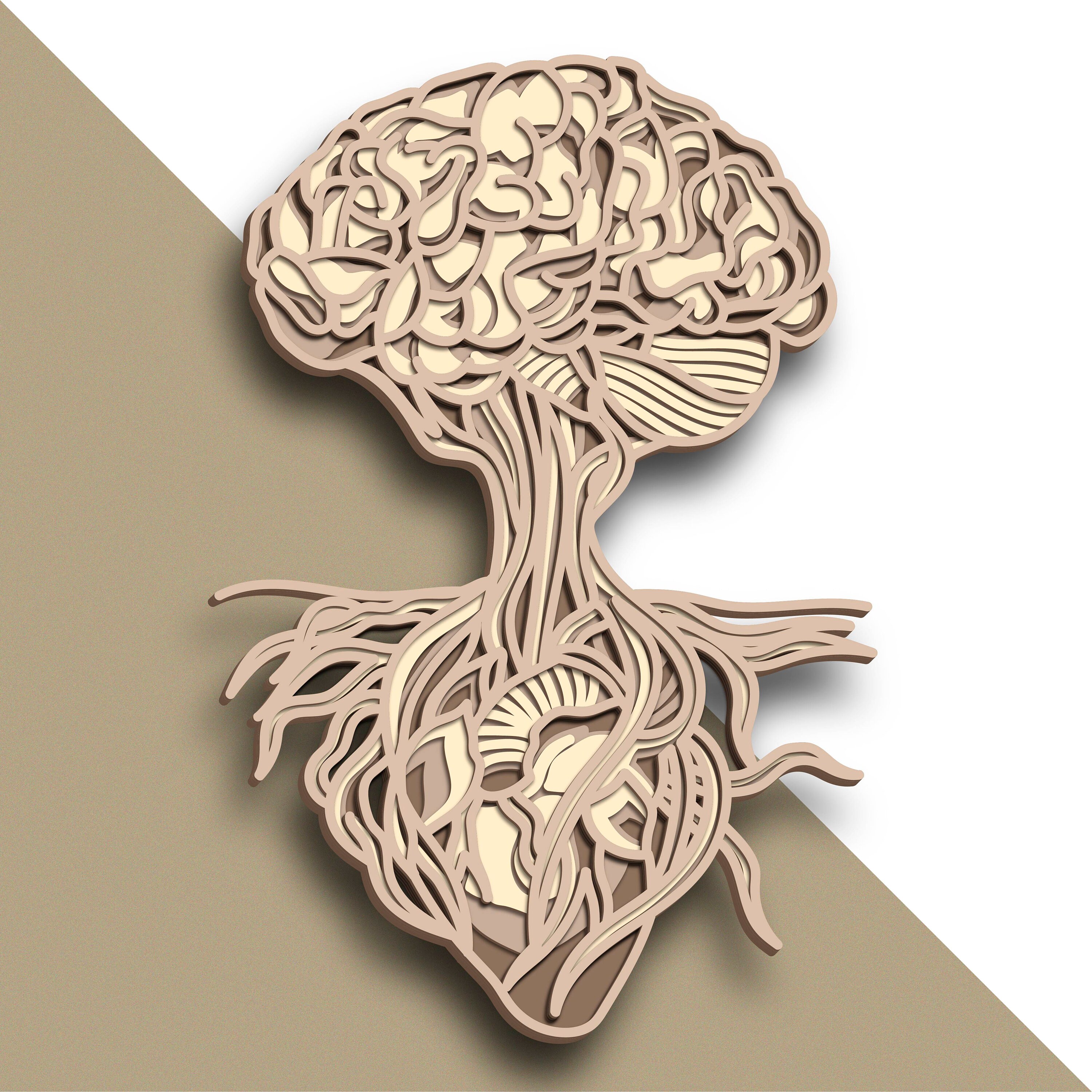 Heart Brain Multilayer SVG. Laser Cut File. Layer Construction. Plywood ...