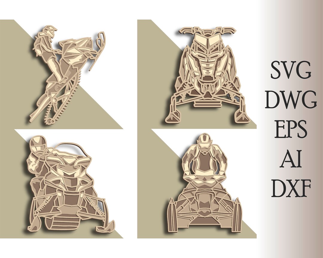 Snowmobile Bundle Multilayer SVG/ Snowmobile Bundle Cut File/ 3D Layer ...