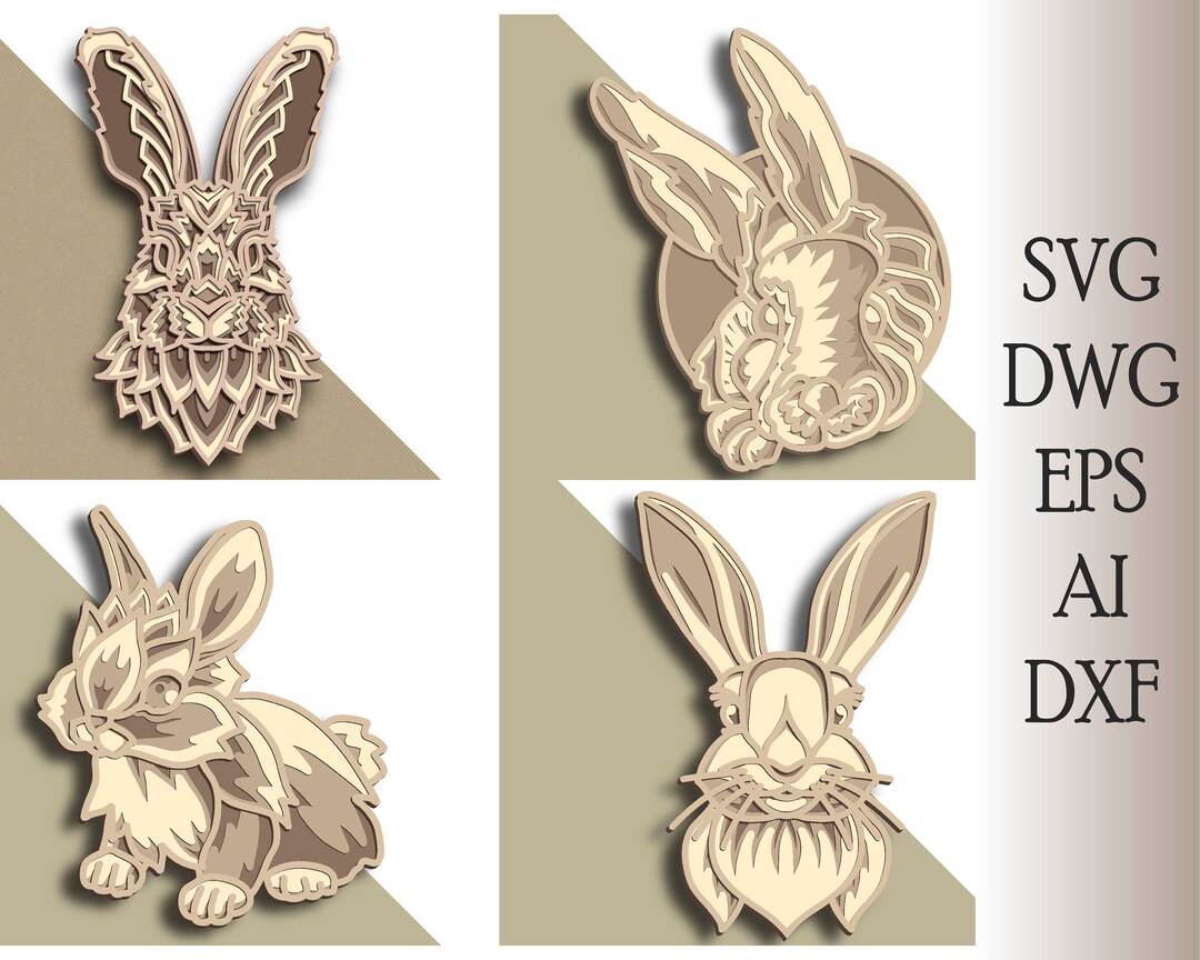 Rabbit Bundle Multilayer SVG/ Rabbit Bundle Cut File/ 3D - Etsy