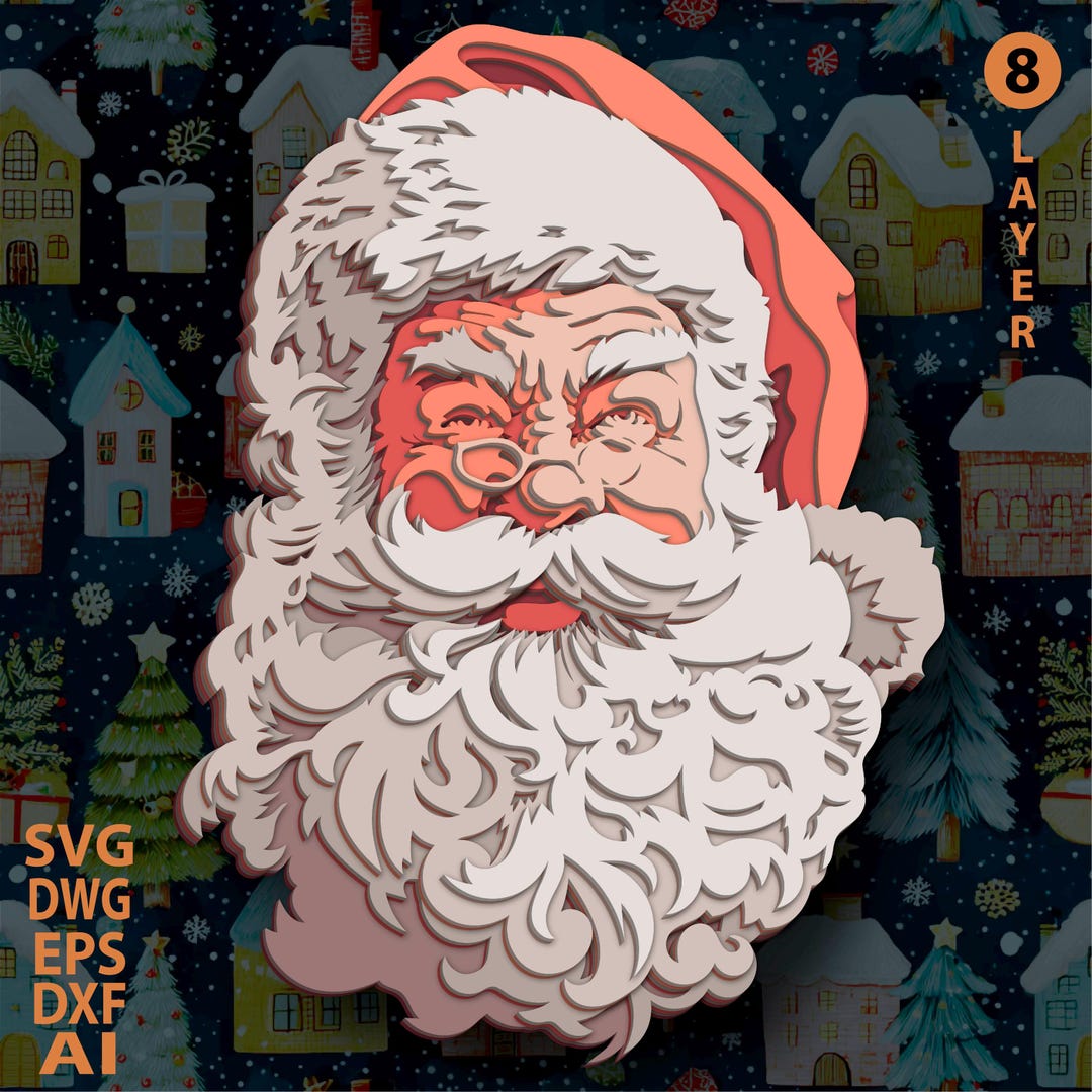 Santa Claus Multilayer SVG. Layered Construction. Laser Cutting File ...
