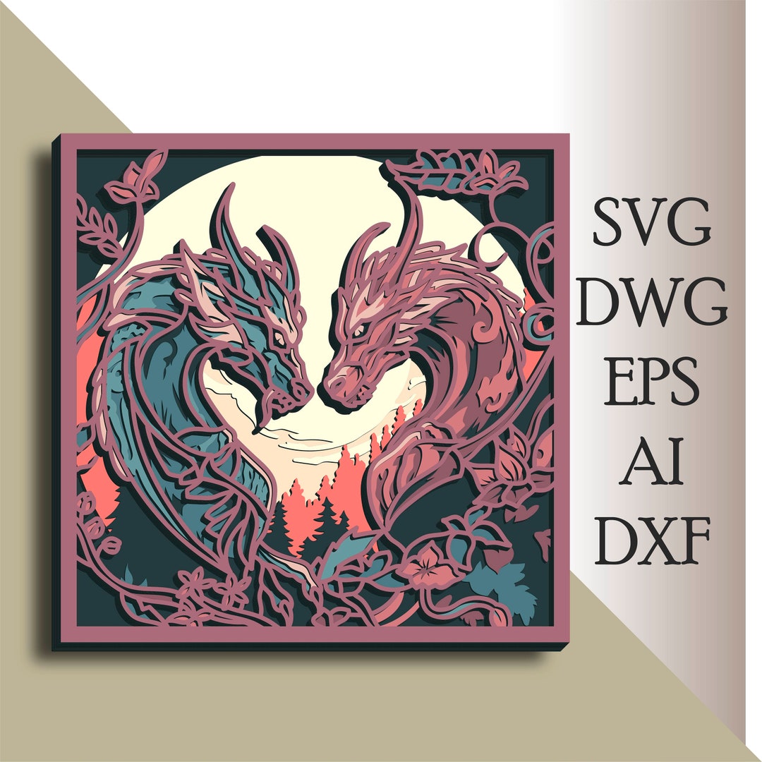 Dragon Multilayer SVG/ Dragon Cut File/ 3D Layer/ Plywood Cutting ...