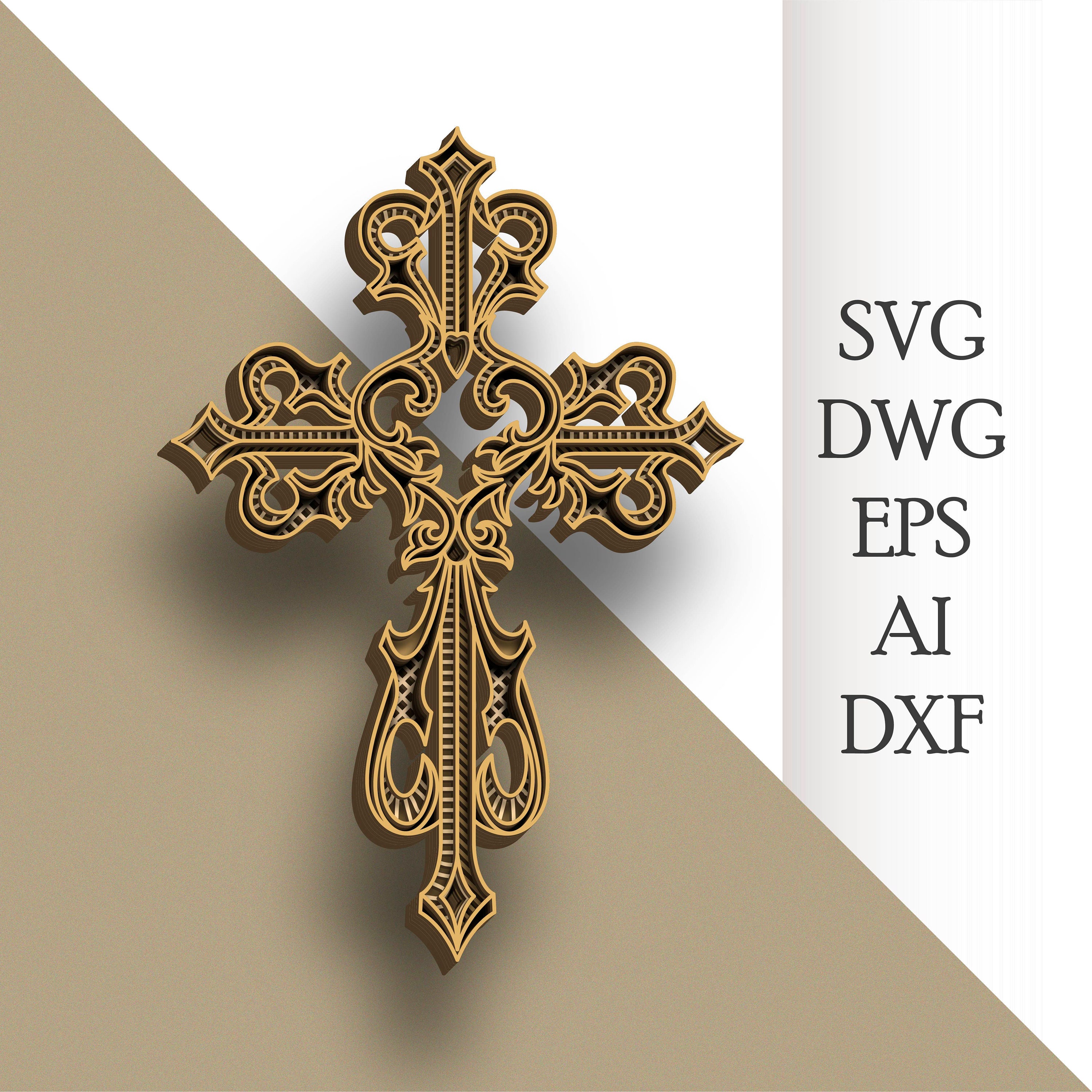 Art & Collectibles Cross multilayer SVG/ Cross cut file/ 3D layer ...