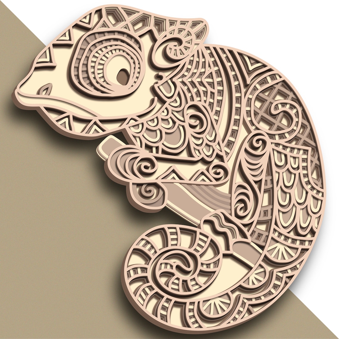 Chameleon Multilayer SVG/ Chameleon Cut File/ 3D Layer/ | Etsy