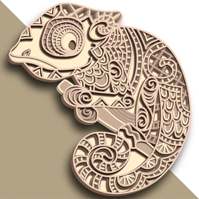 Chameleon Multilayer SVG/ Chameleon Cut File/ 3D Layer/ | Etsy
