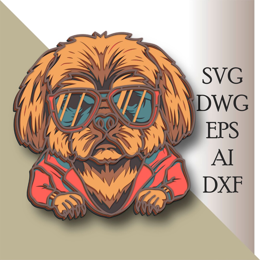 Pekingese Multilayer SVG/ Pekingese Cut File/ 3D Layer/ Plywood Cutting ...