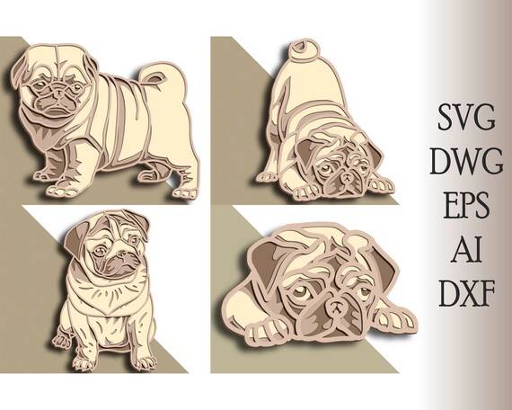 Pug Bundle Multilayer SVG/ Pug Bundle Cut File/ 3D Layer/ - Etsy