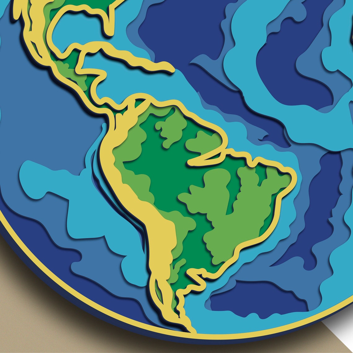 World Map Multilayer SVG/ World Map Cut File/ 3D Layer/ | Etsy Canada