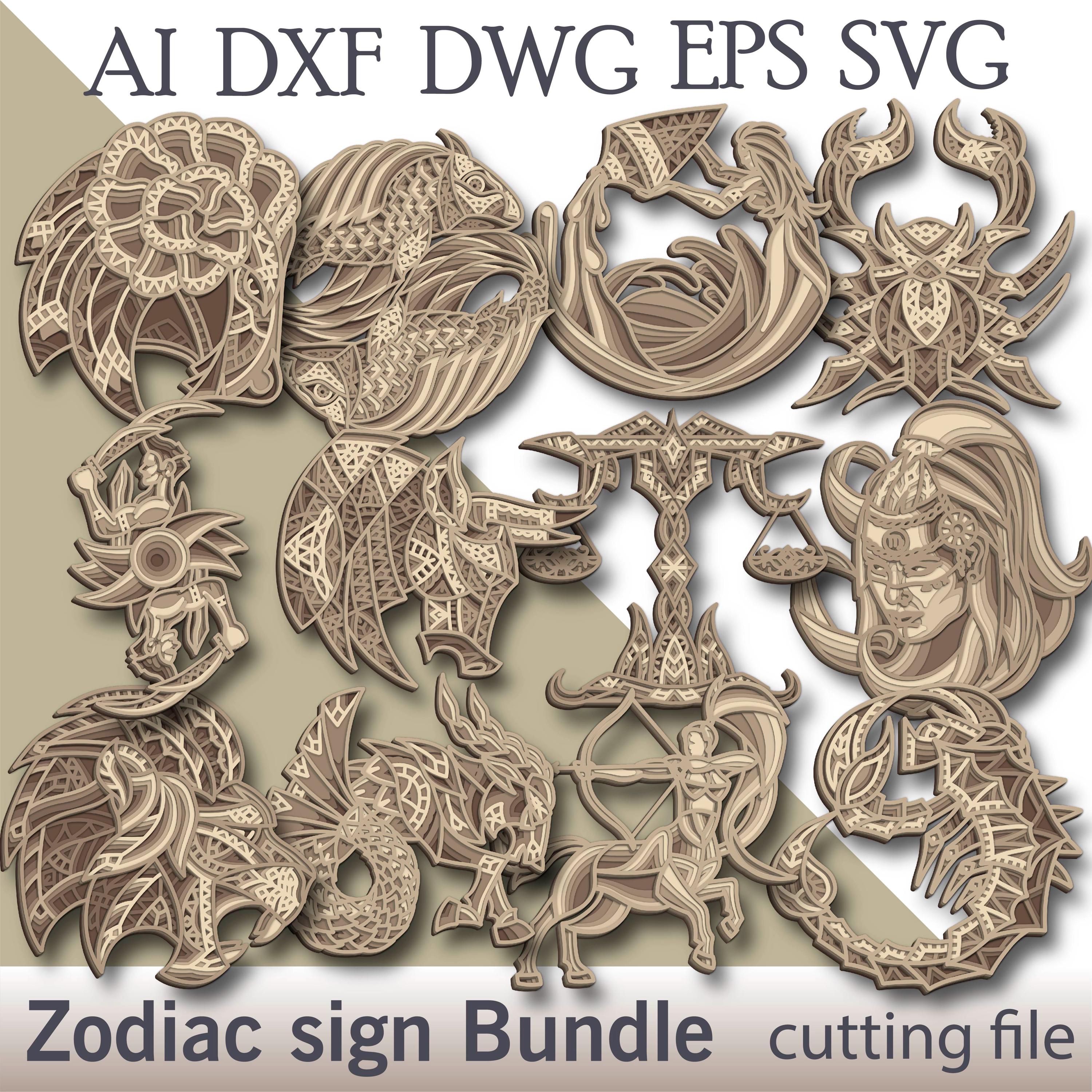 Zodiac Sign Multilayer SVG. Laser Cut File. Layer Construction. Plywood ...