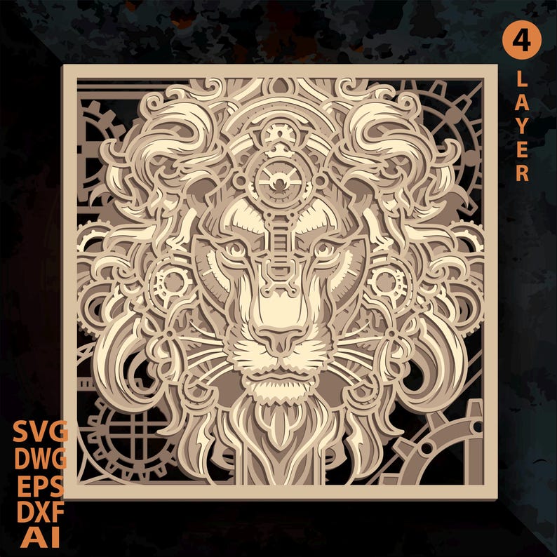 Lion Multilayer SVG. Laser Cut File. Layer Construction. Plywood ...