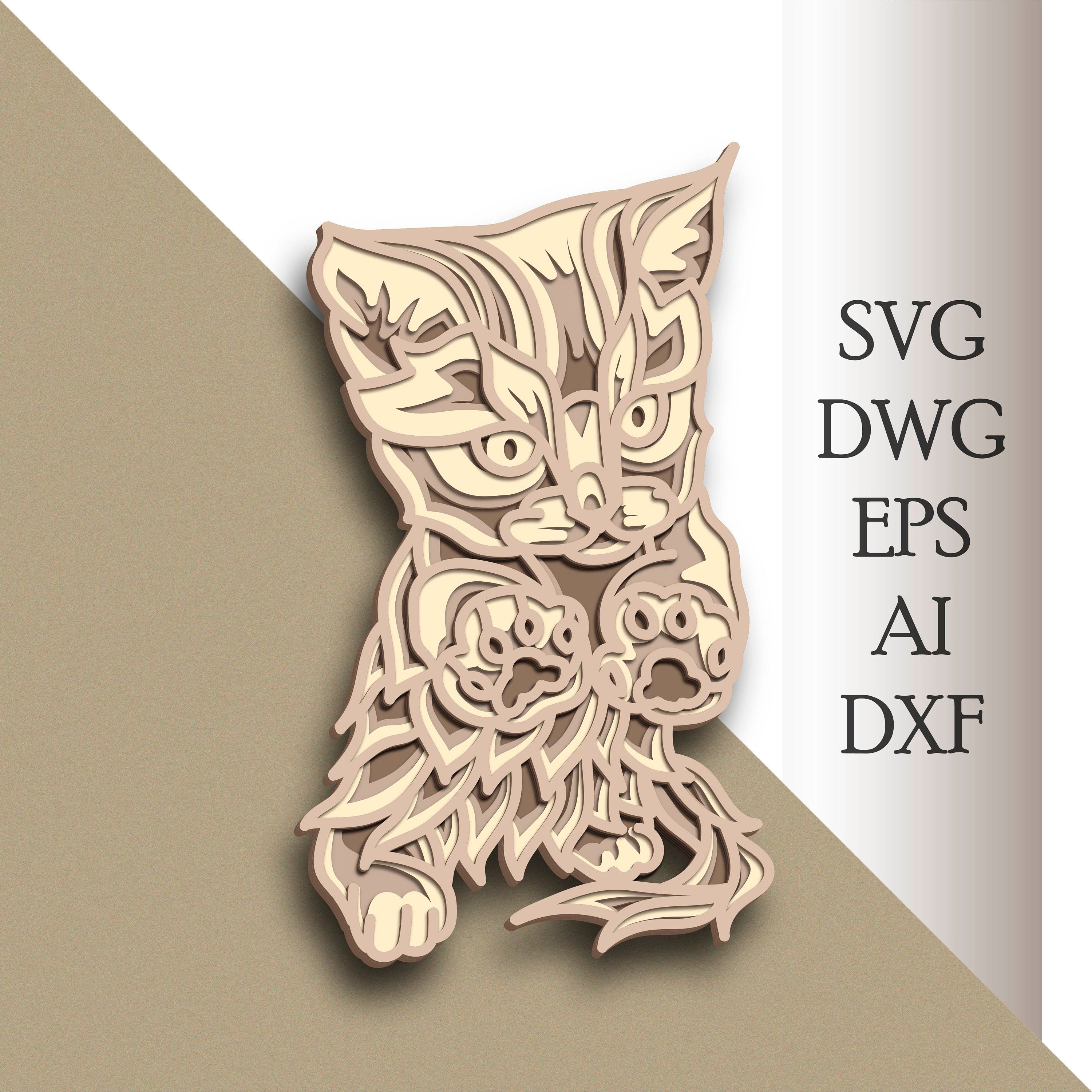 Cat Multilayer SVG/ Cat Cut File/ 3D Layer/ Plywood Cutting/ - Etsy