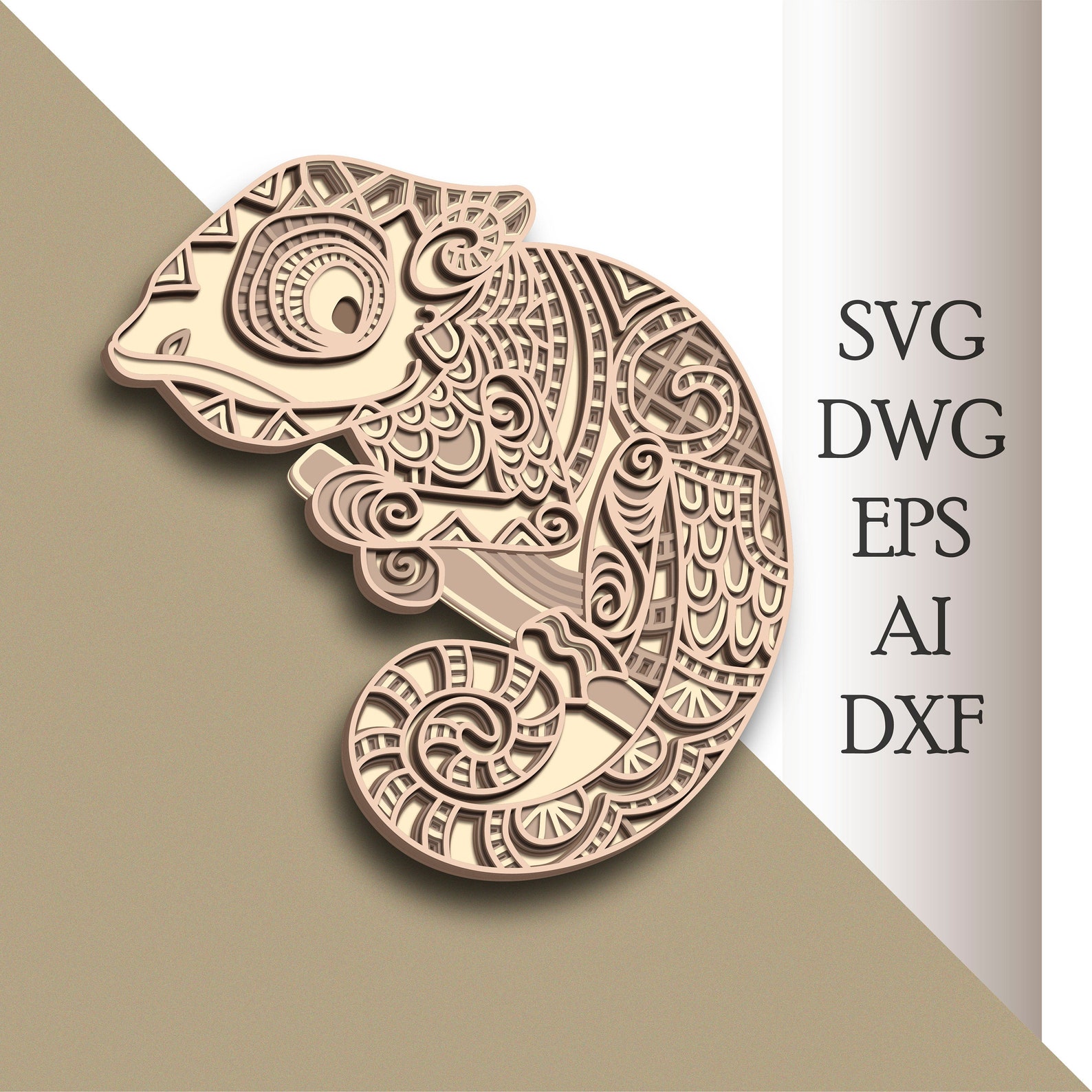 Chameleon Multilayer SVG/ Chameleon Cut File/ 3D Layer/ - Etsy