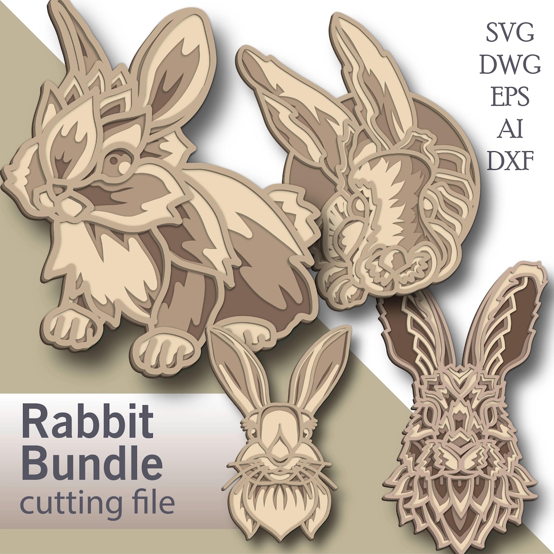 Rabbit Bundle Multilayer Svg/ Rabbit Bundle Laser Cut File/ 3D Layer ...
