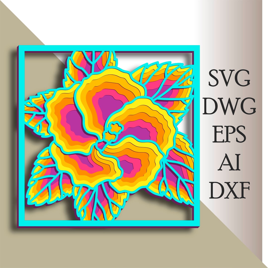 Hibiscus SVG 3D Multilayer/ Hibiscus Zentangle Cut File/ 3D Layer ...