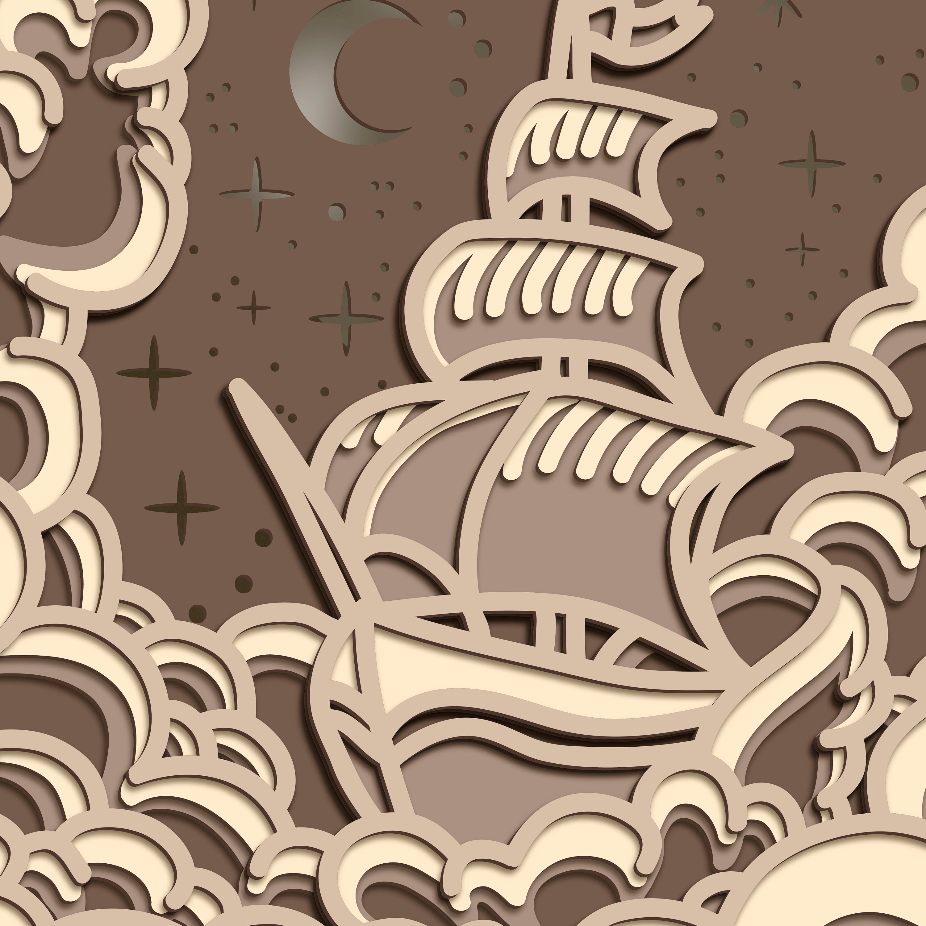 Ship Multilayer SVG/ Ship Cut File/ 3D Layer/ Plywood Cutting/ | Etsy