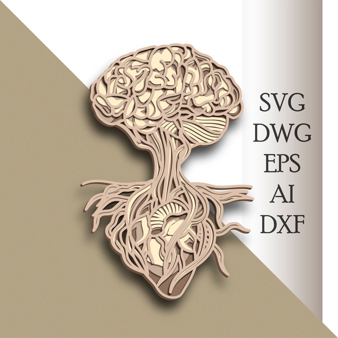 Heart Brain Multilayer SVG. Laser Cut File. Layer Construction. Plywood ...