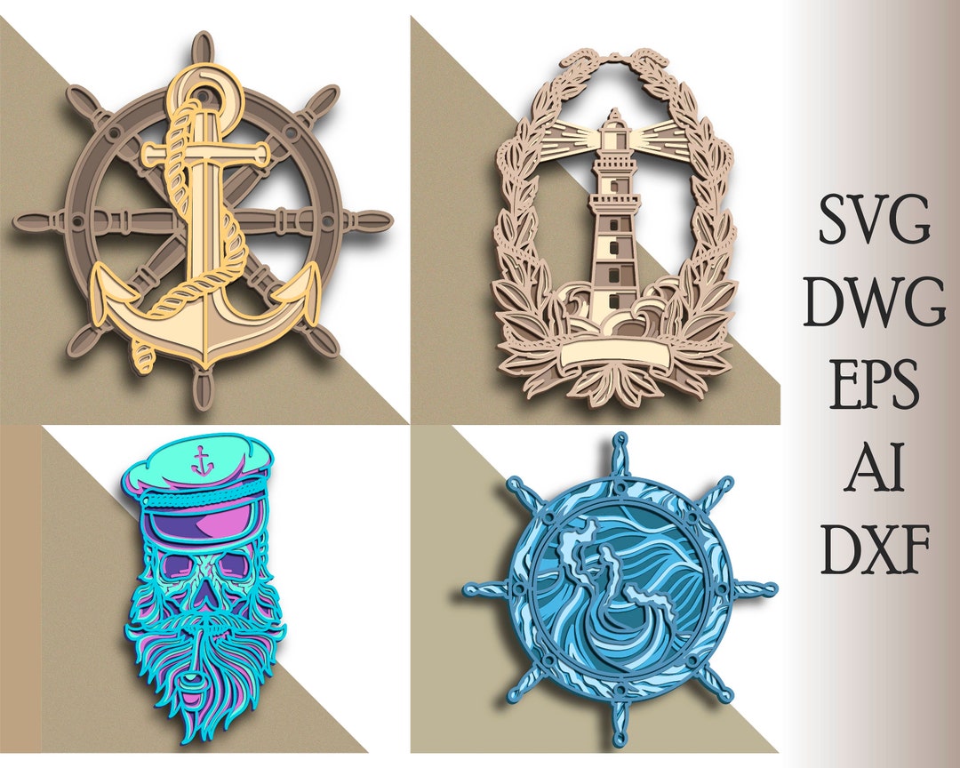 Marine Bundle Multilayer SVG/ Marine Bundle Cut File/ 3D Layer/ Plywood ...