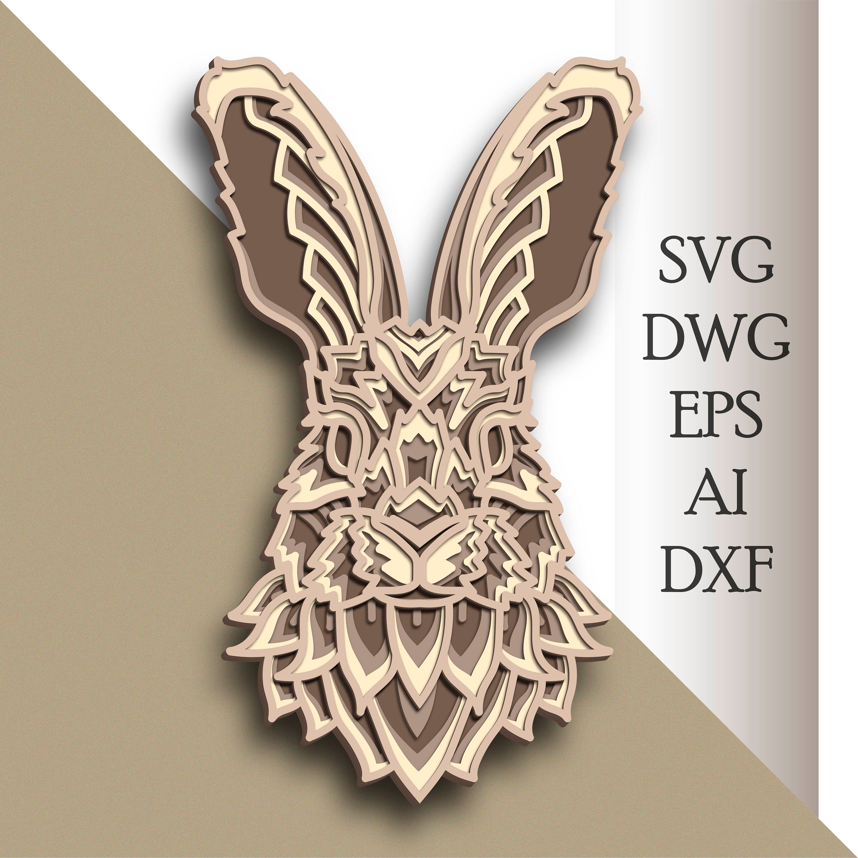 Rabbit multilayer SVG/ Rabbit cut file/ 3D layer/ Plywood | Etsy