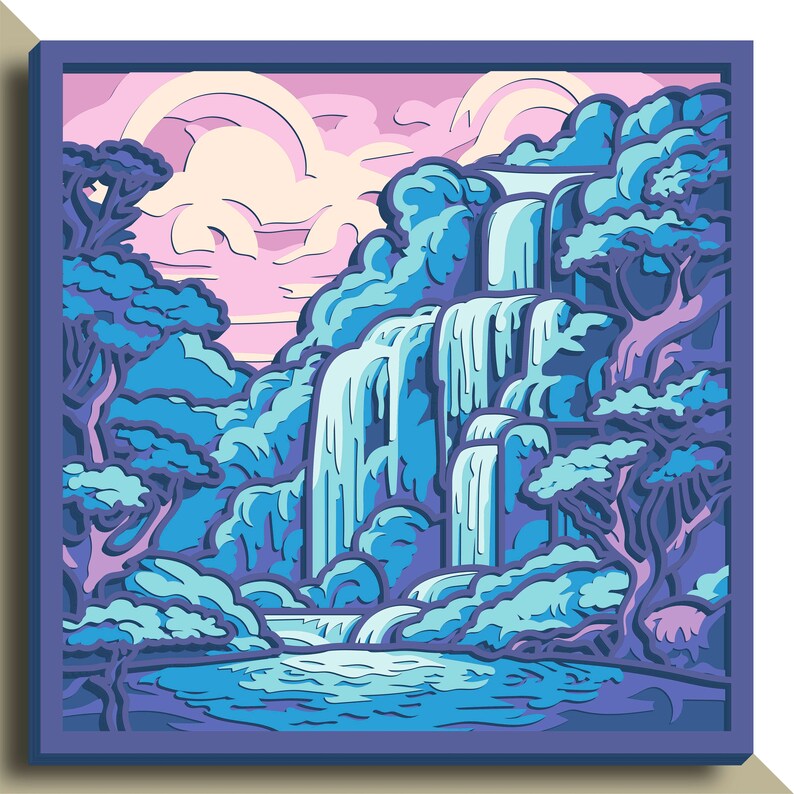 Waterfall Multilayer SVG. Laser Cut File. Layer Construction. Plywood ...
