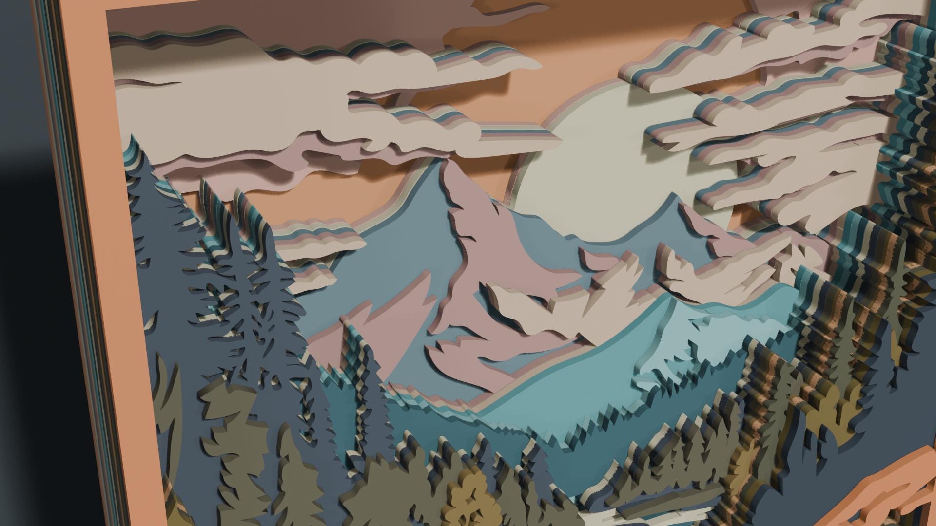 Landscape Multilayer SVG. Laser Cut File. Layered Construction. CNC ...