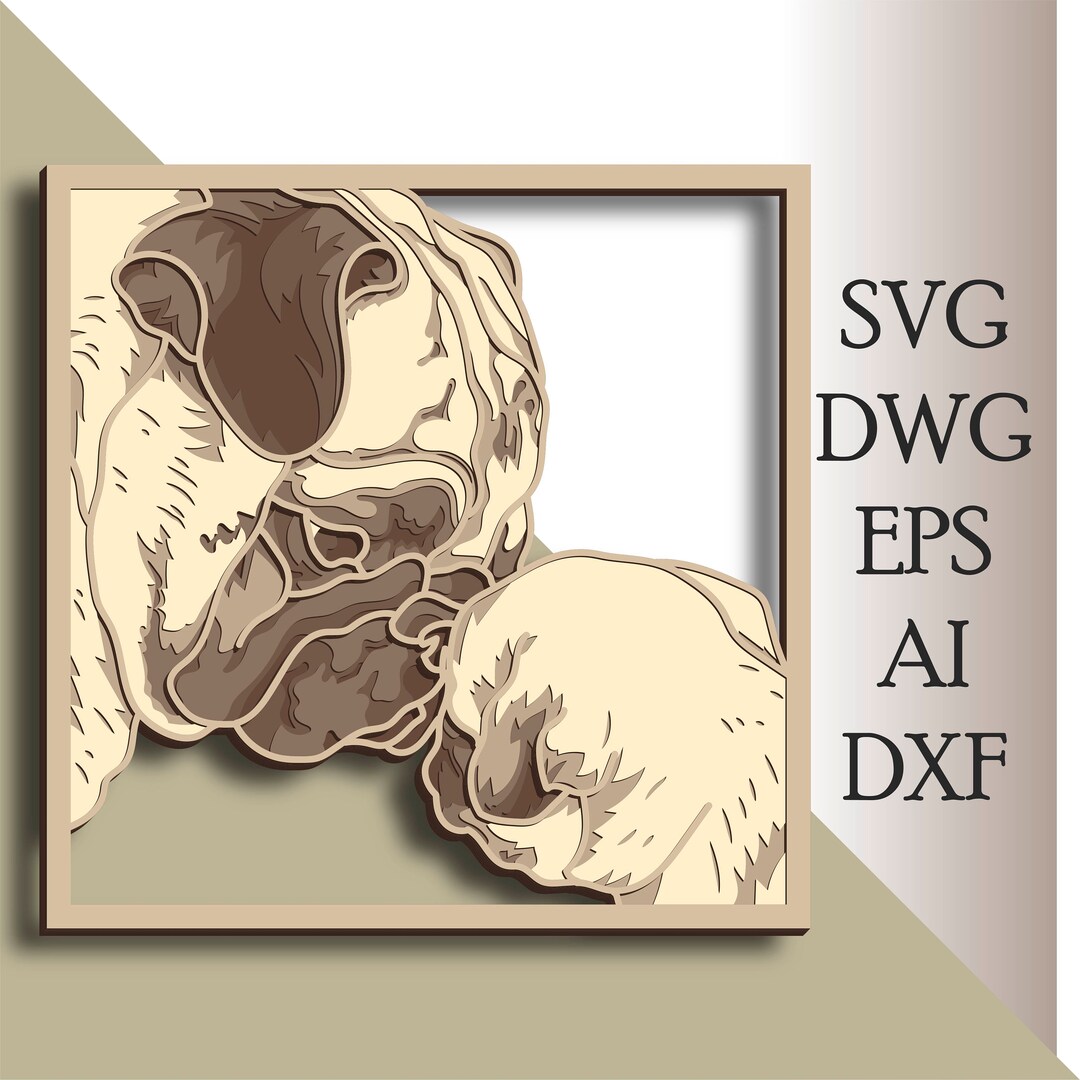 Pug Multilayer SVG/ Pug Cut File/ 3D Layer/ Plywood Cutting/ Paper ...